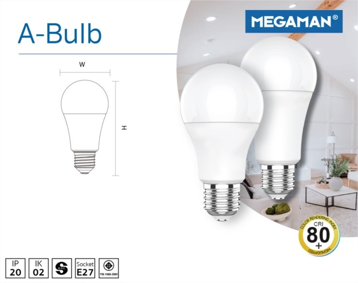 หลอดไฟ LED MEGAMAN A-BULB A60 - DN-LIGHTING ออกแบบตกแต่งแสงไฟ มืออาชีพ