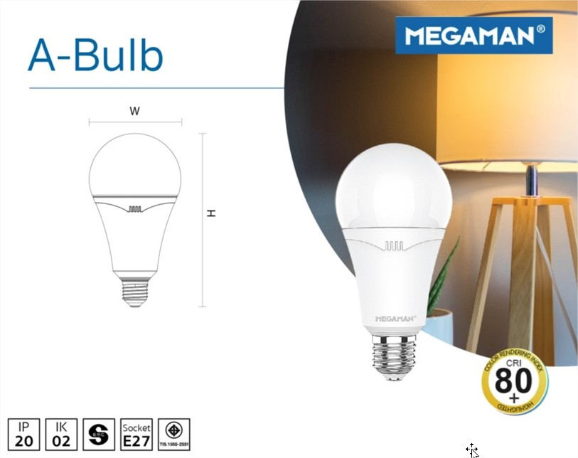 หลอดไฟ LED MEGAMAN A-BULB A80 - DN-LIGHTING ออกแบบตกแต่งแสงไฟ มืออาชีพ