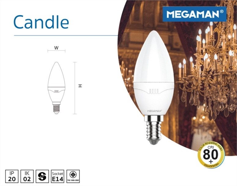 หลอดไฟ LED MEGAMAN Candle - DN-LIGHTING ออกแบบตกแต่งแสงไฟ มืออาชีพ